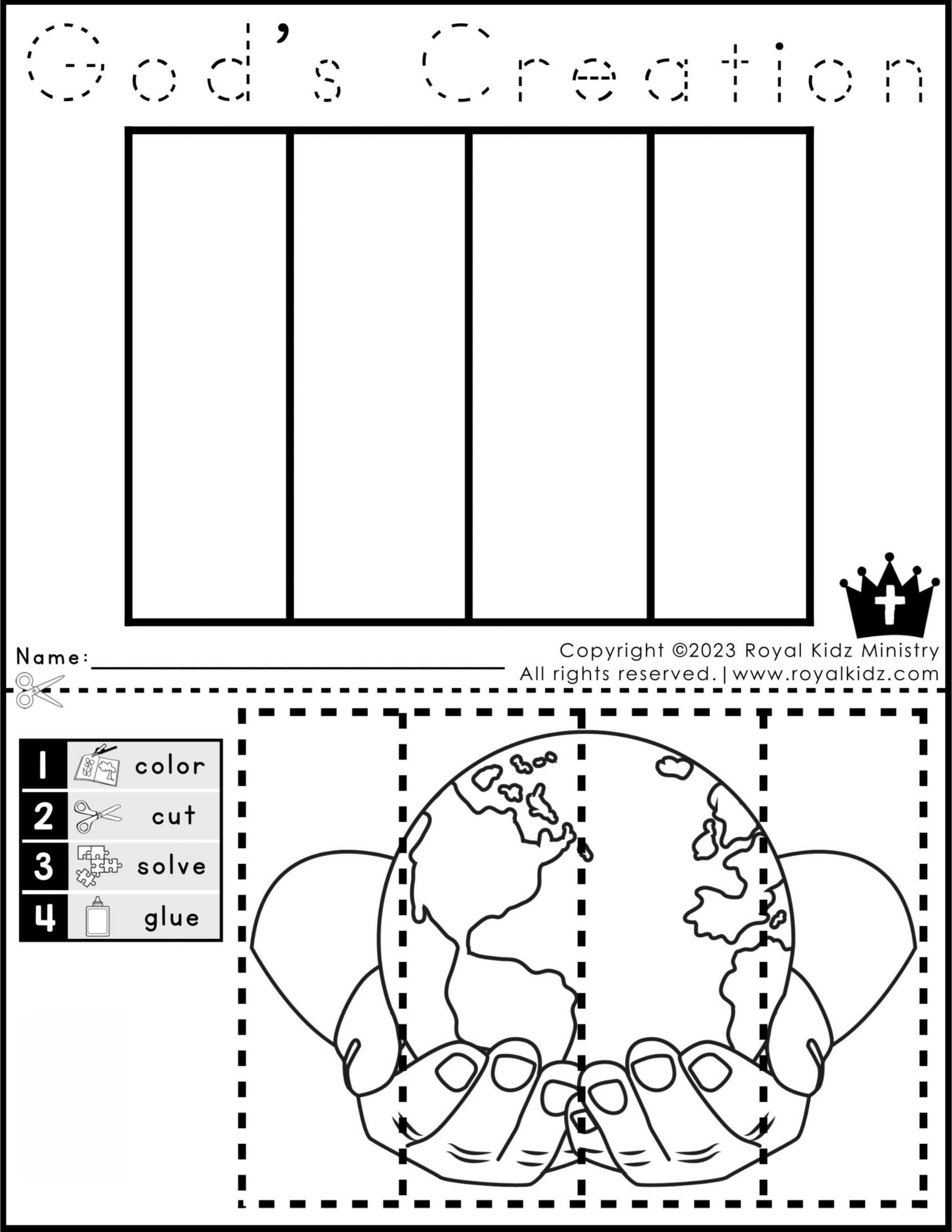 Free 7 Days of Creation Coloring Pages & Fine Motor Puzzle Worksheets ...